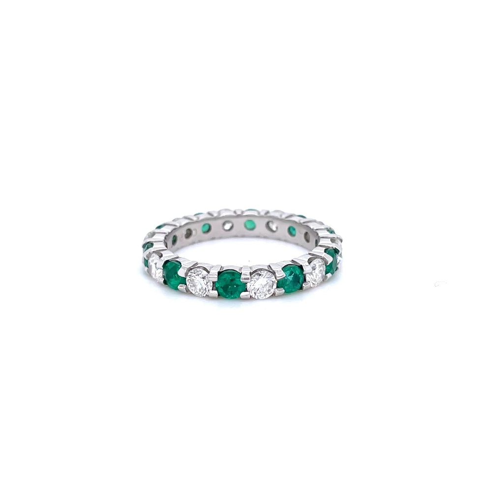 1.40ct Round Emerald And Diamond Eternity Ring – Michael Rose