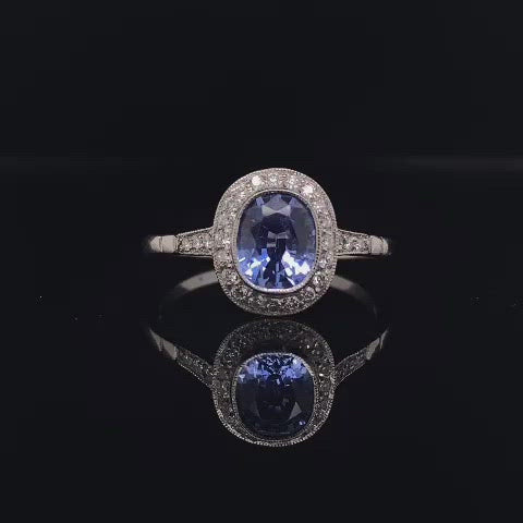 Oval Sapphire and Diamond Cluster Ring – Michael Rose
